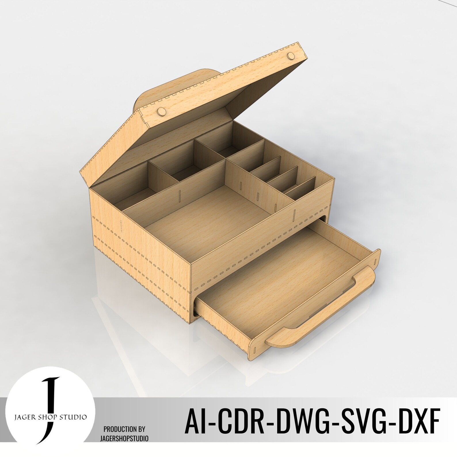Laser Cut File Box Svg-dxf-cdr-ai-dwg, Diy Compartment & Gift Wooden ...