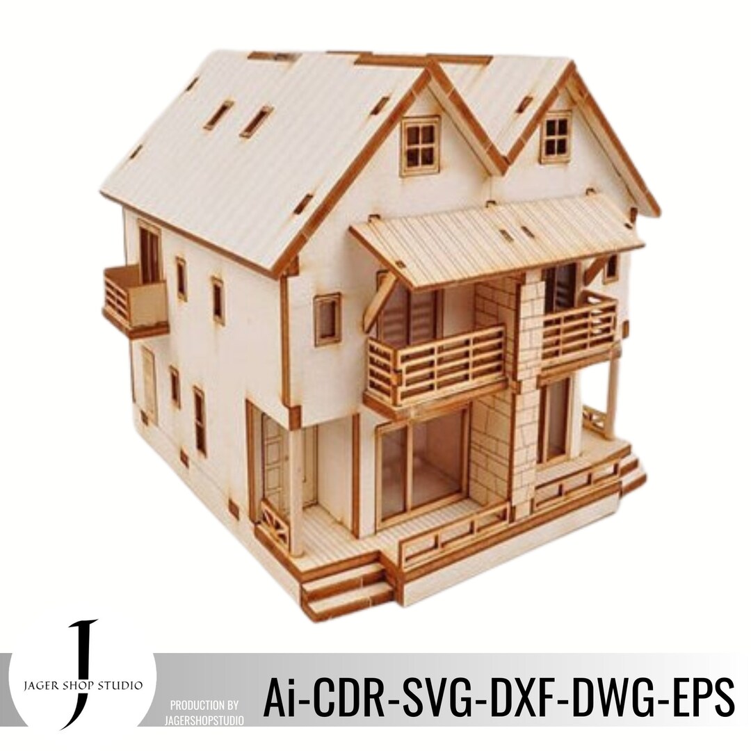 Country SVG House Laser Cut File, DIY Build Plans, Woodworking Patterns ...
