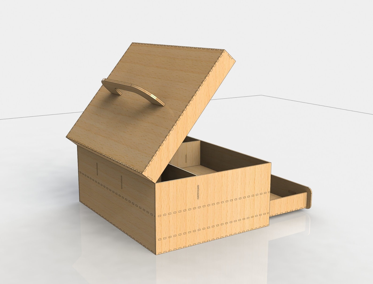 Laser Cut File Box Svg-dxf-cdr-ai-dwg, Diy Compartment & Gift Wooden ...