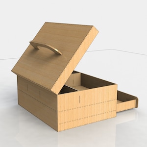 Laser Cut File Box Svg-dxf-cdr-ai-dwg, Diy Compartment & Gift Wooden ...