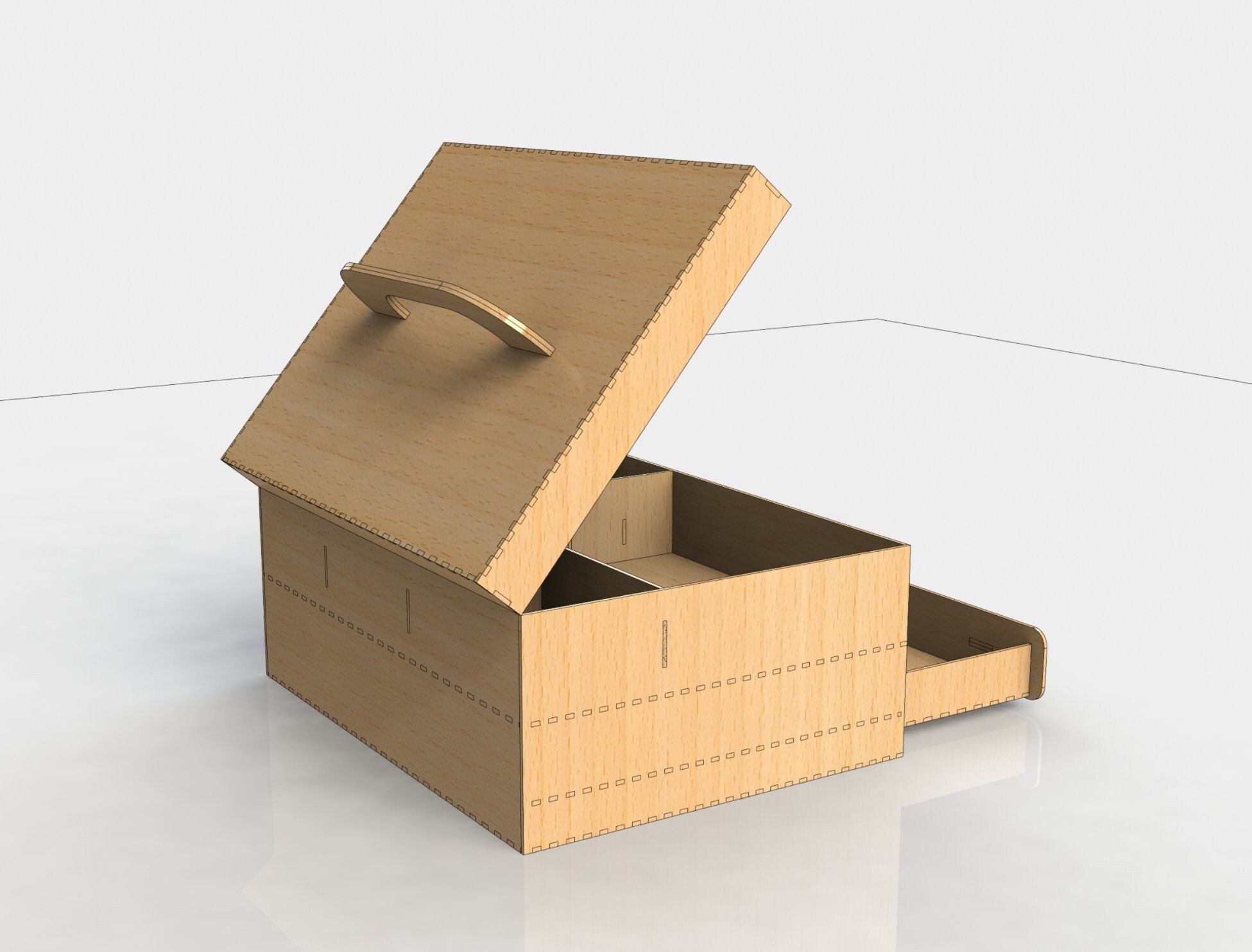 Laser Cut File Box Svg-dxf-cdr-ai-dwg, Diy Compartment & Gift Wooden ...