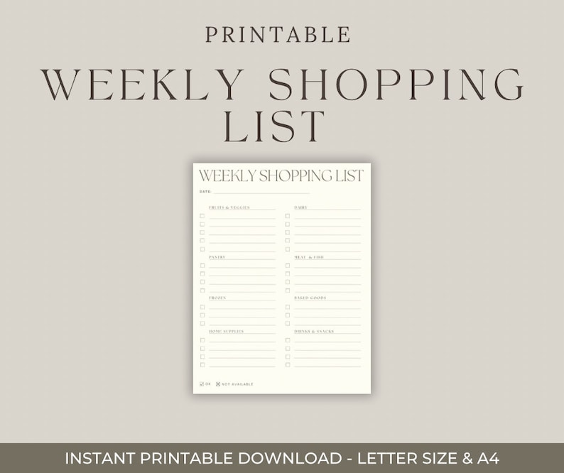 Printable Weekly Shopping List - Etsy