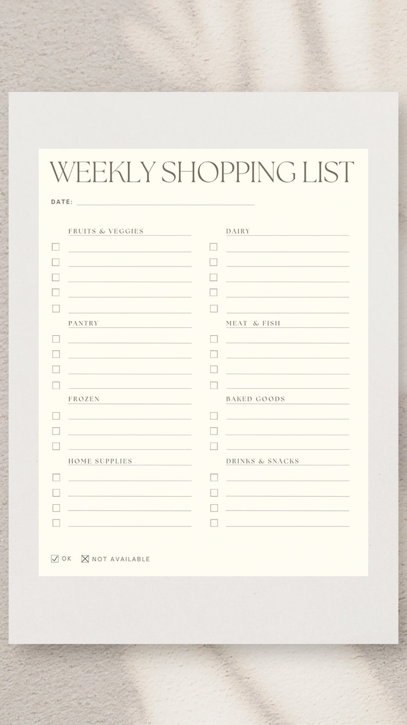 Printable Weekly Shopping List - Etsy