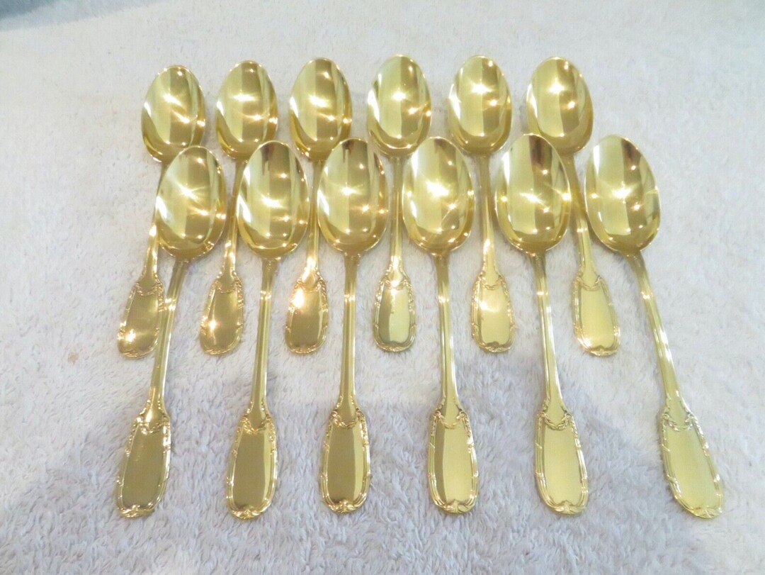 Magnificent French 950 Gilded Silver 12 Dessert Spoons Louis - Etsy