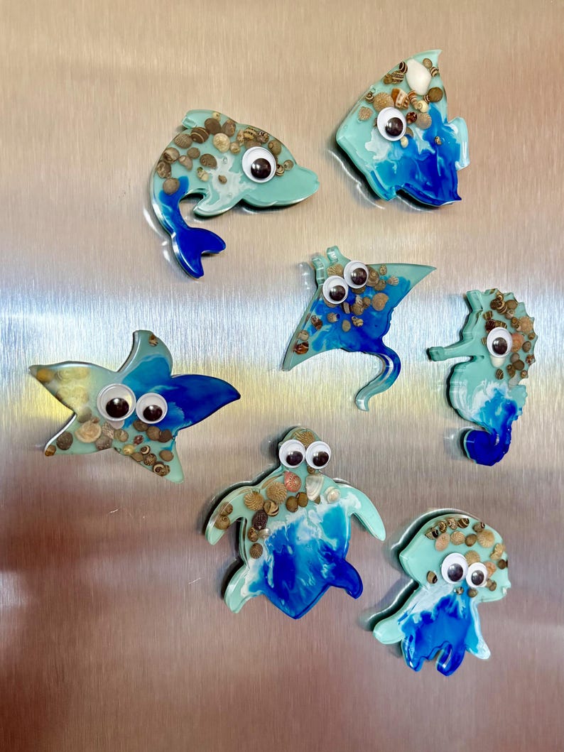 Ocean Creatures Resin Magnets - Etsy