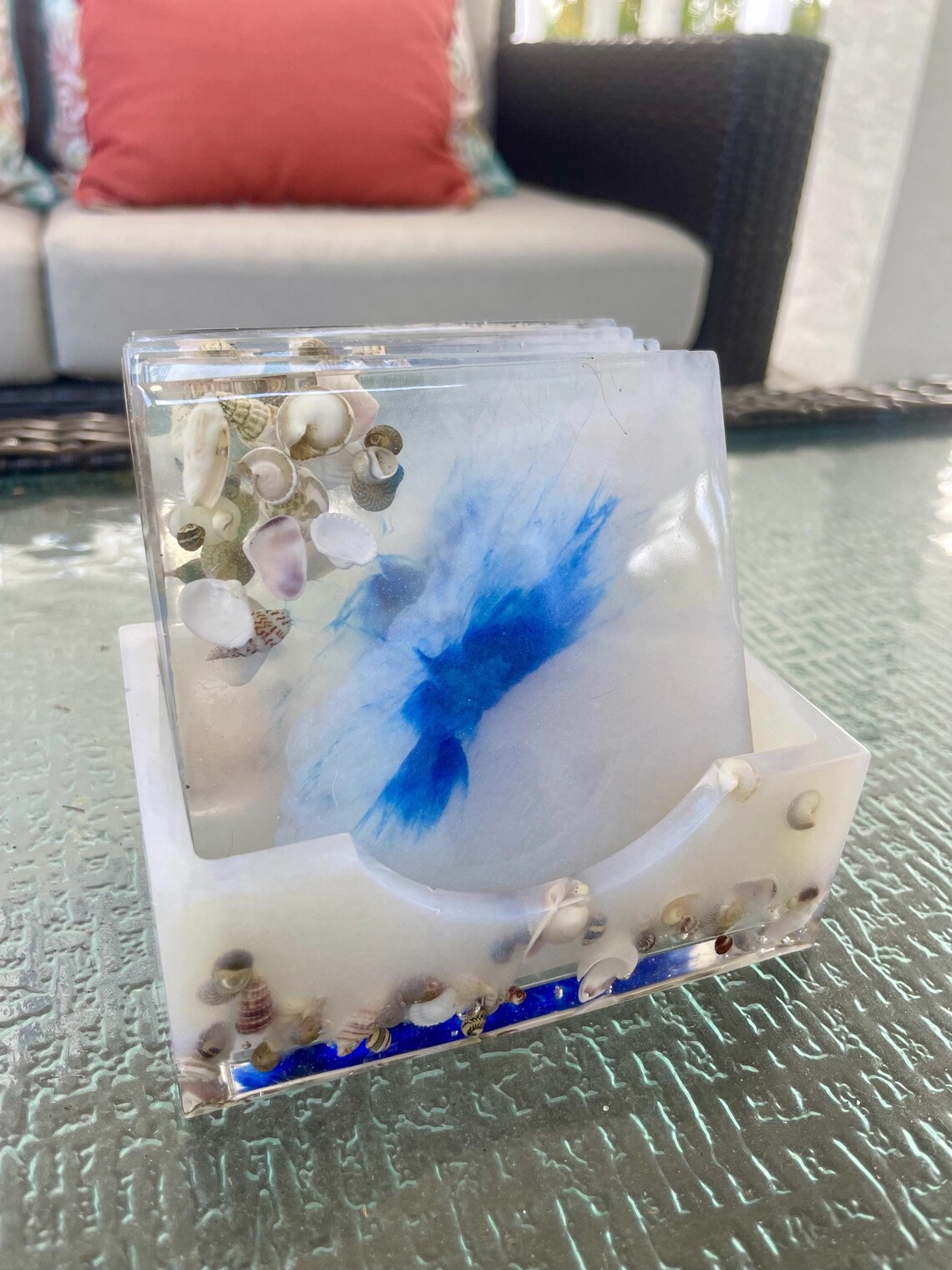 Ocean Seashell Resin Square Coasters - Etsy