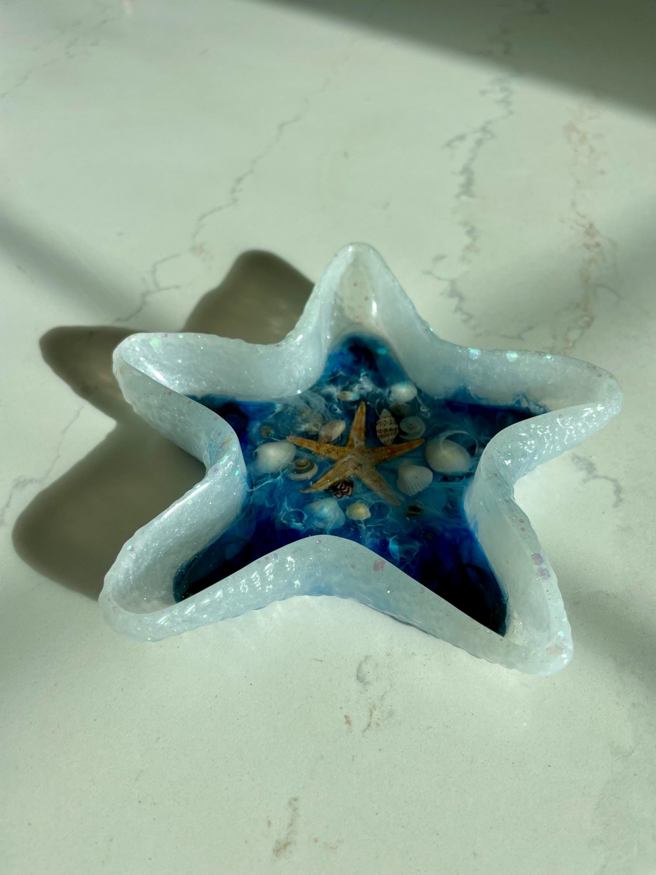 Sparkly Blue Seashell Starfish Bowl - Etsy