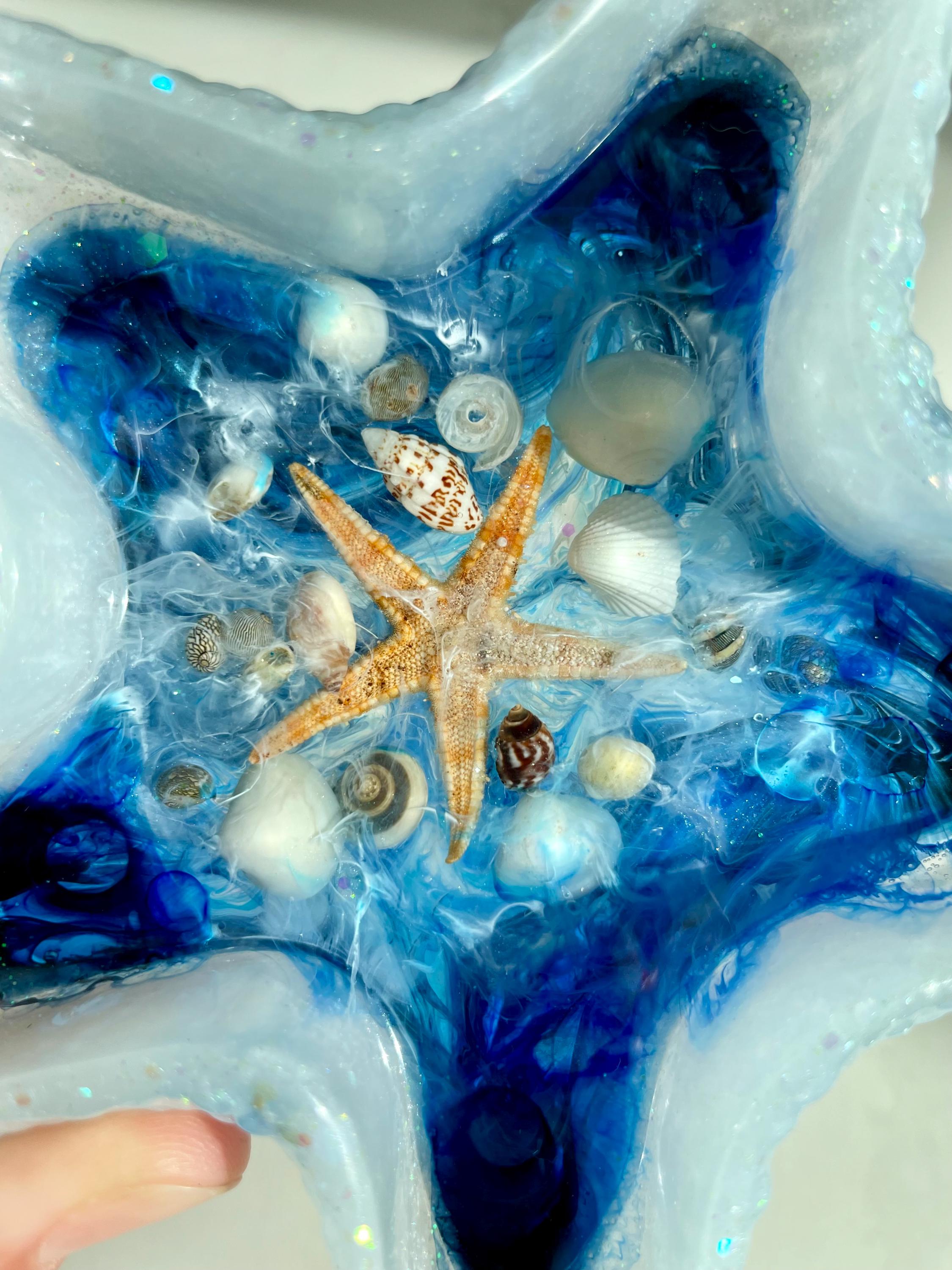 Sparkly Blue Seashell Starfish Bowl - Etsy