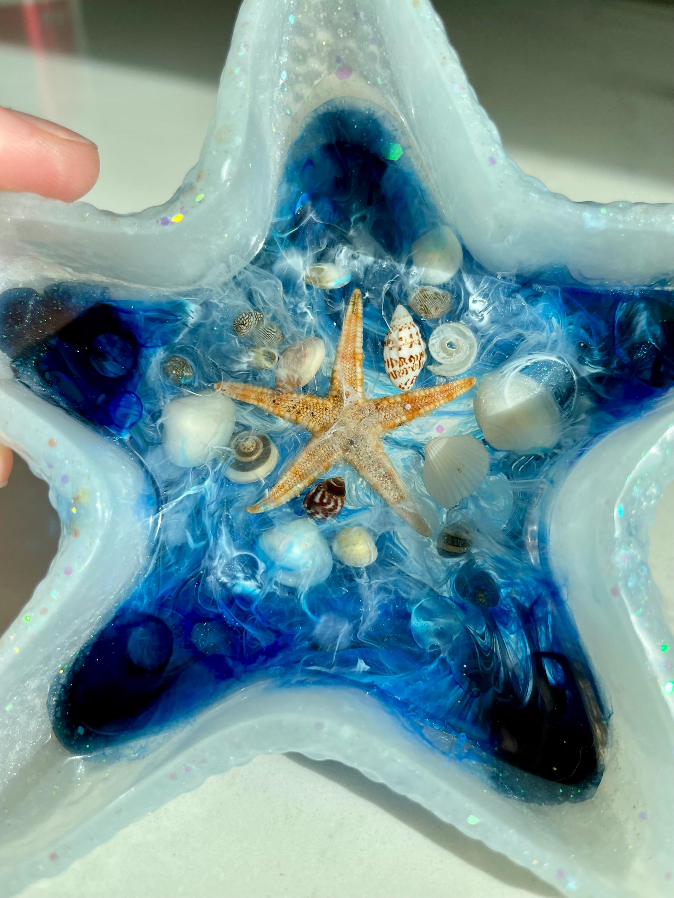 Sparkly Blue Seashell Starfish Bowl - Etsy