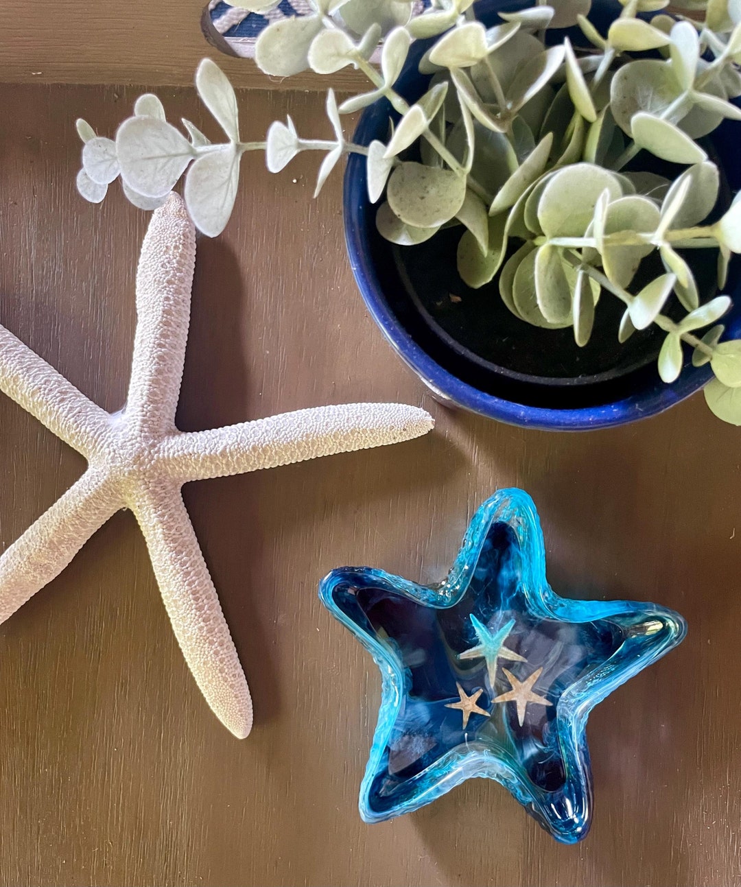Blue Swirl Seashell Starfish Bowl - Etsy