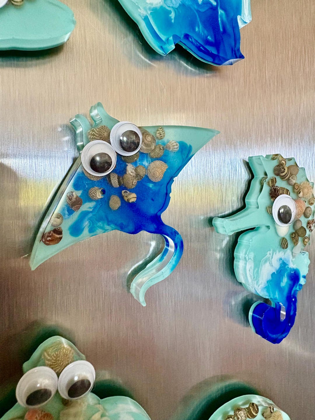 Ocean Creatures Resin Magnets - Etsy
