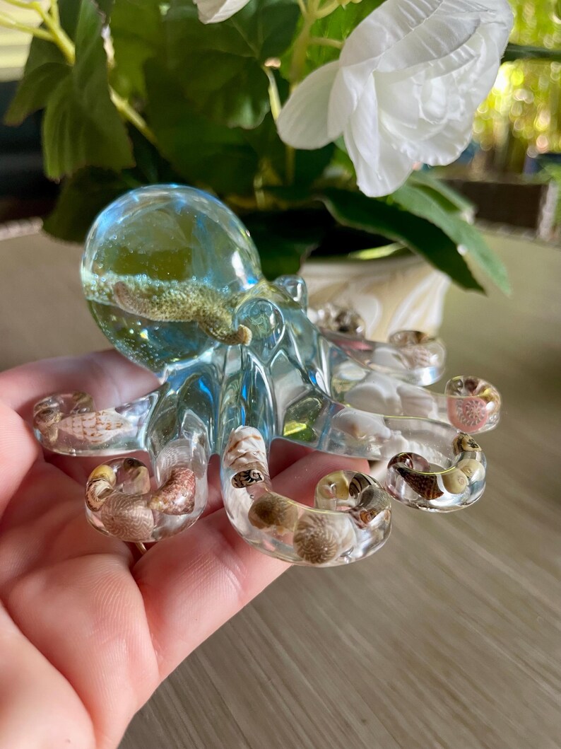 Blue Resin Octopus With Seashells - Etsy