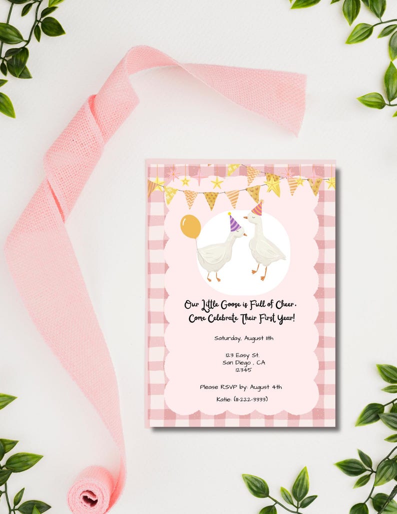 Goose Birthday Invitation: Silly Goose Party, Canva Template (digital ...