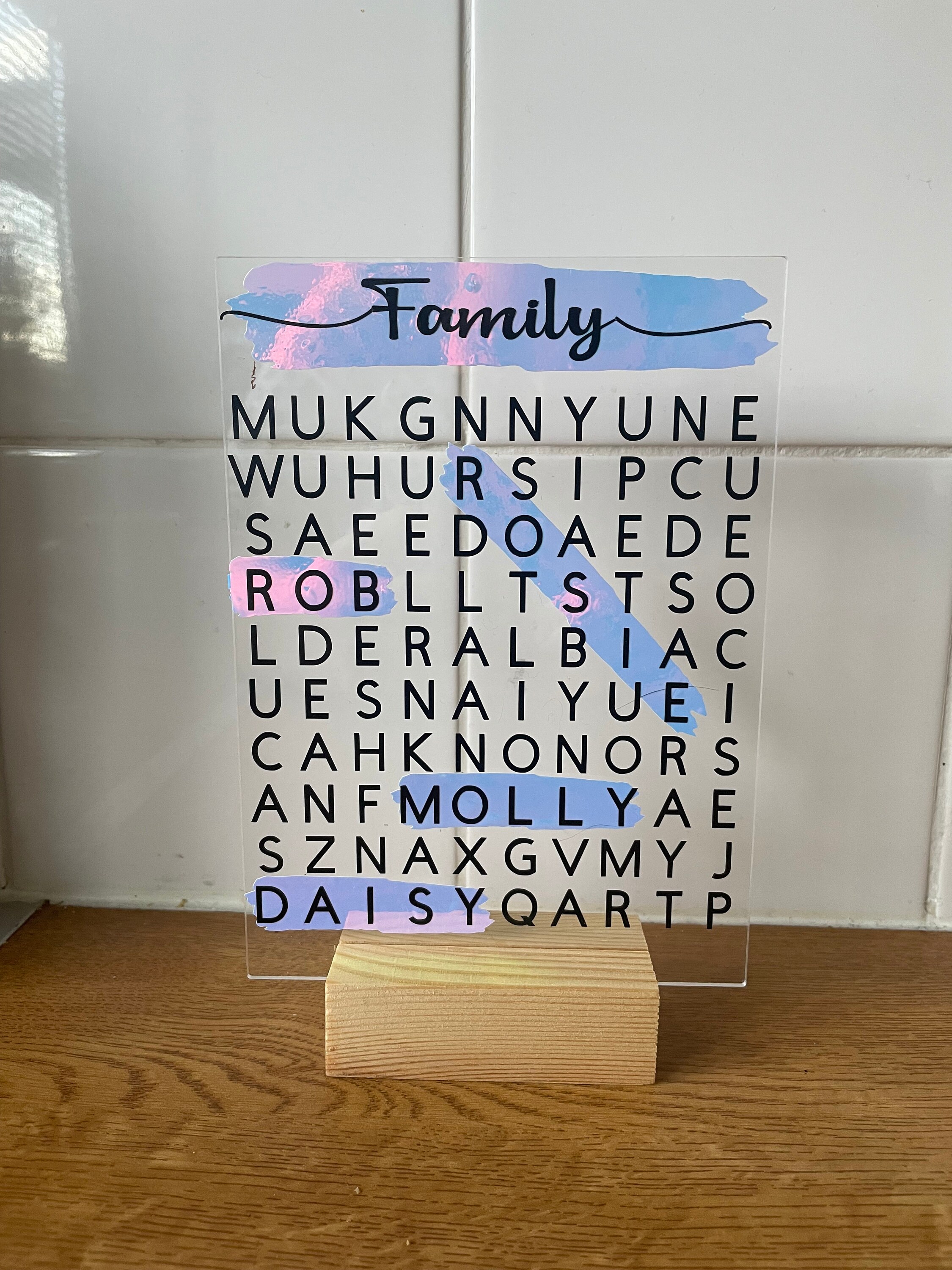Family Word Search Acrylic Sign - Etsy