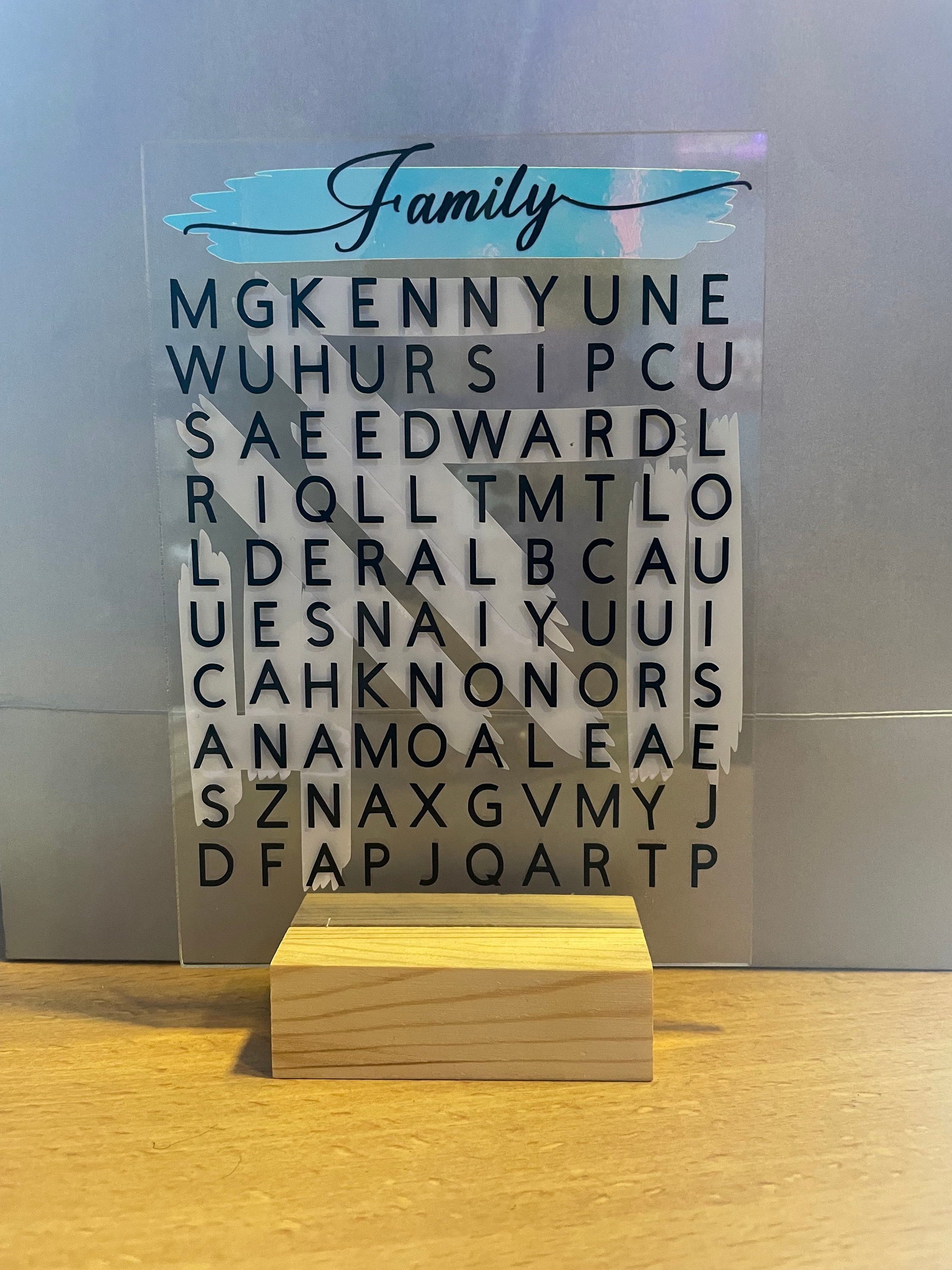 Family Word Search Acrylic Sign - Etsy
