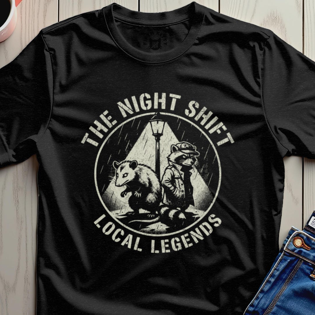 Opossum Raccoon T-shirt, Night Shift Local Legends Tee - Etsy