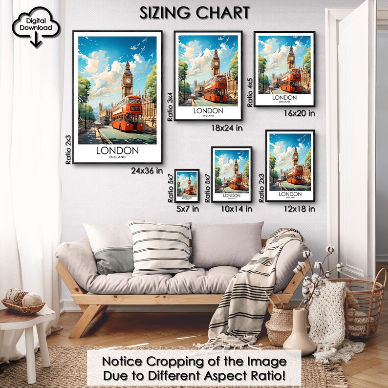 London Travel Poster Gift, Unique England Travel Wall Art Digital ...
