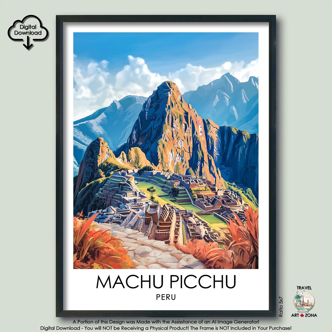 Machu Picchu Travel Print Gift Peru Wall Art Gallery Hanging Home Décor ...