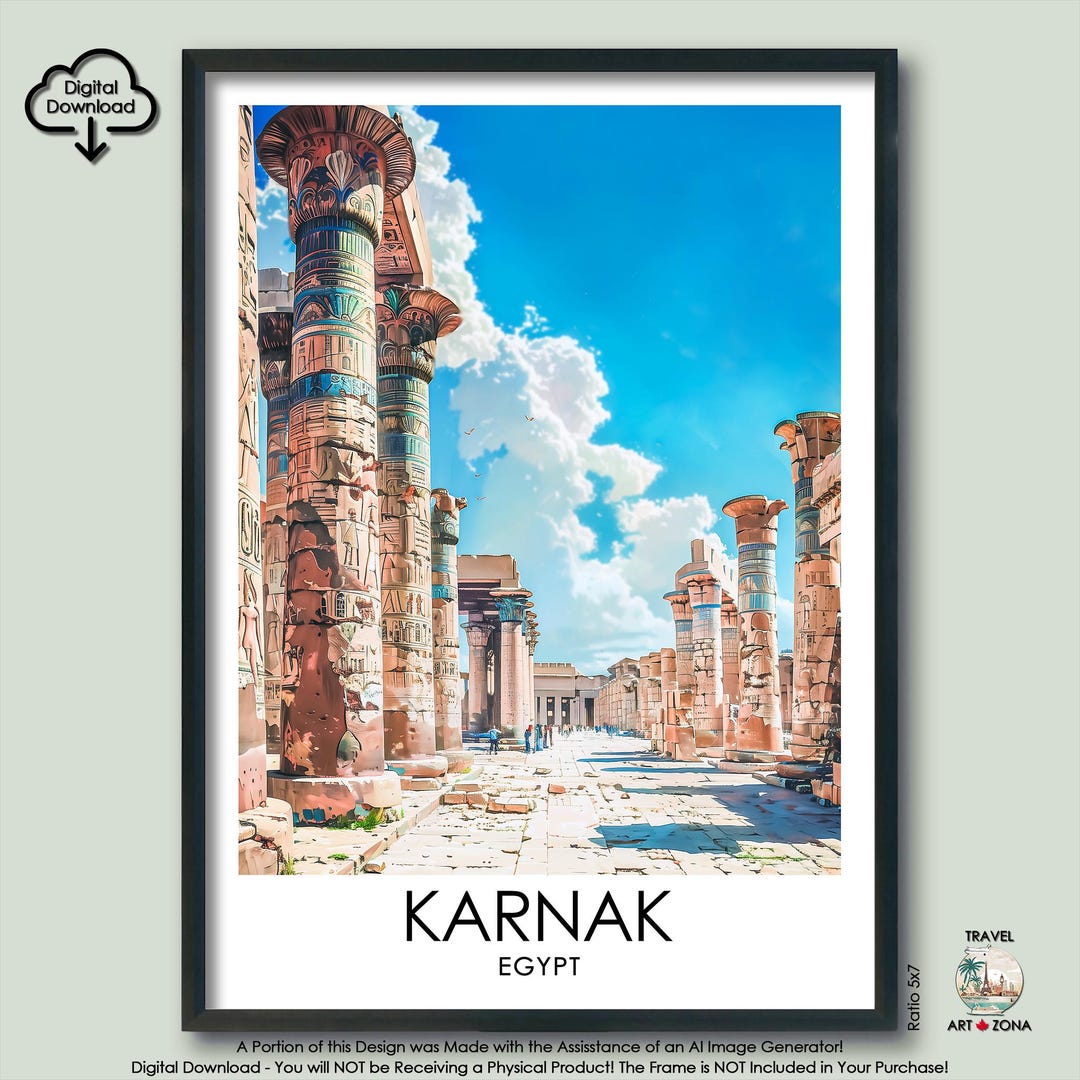 Karnak Travel Print Gift Egyptian Wall Art Gallery Home Décor Gift ...