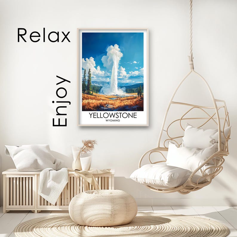 Yellowstone National Park Travel Print Gift American Wall Art Décor Old ...