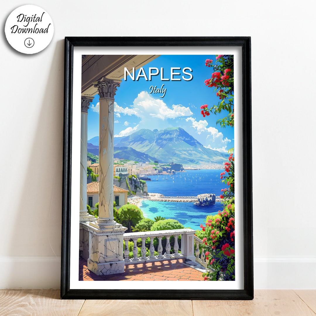 Naples Travel Poster Gift Italy Travel Wall Art Digital Download Gift ...