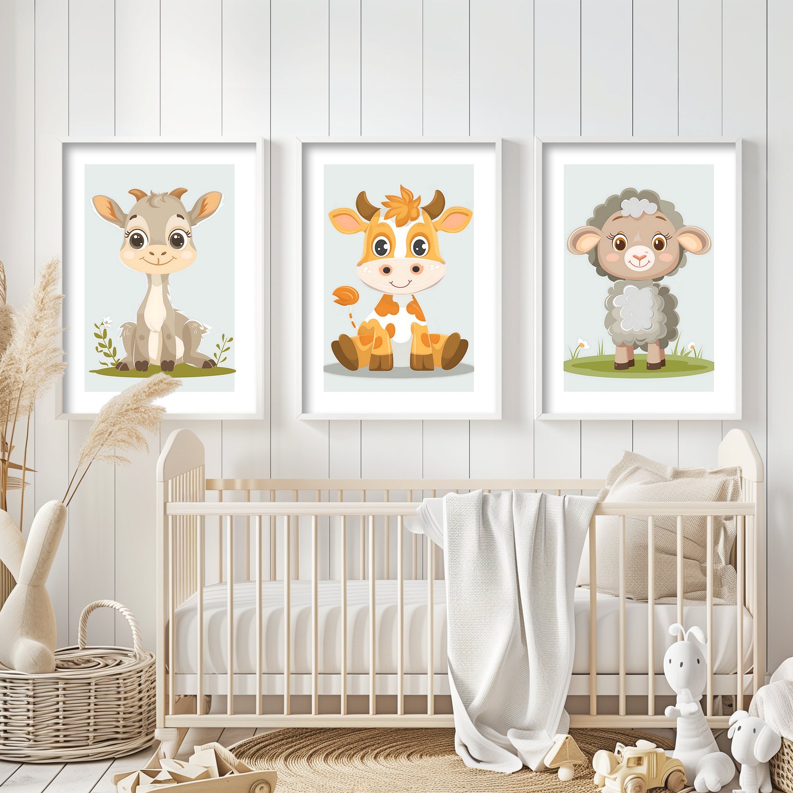 The Cutest Baby Farm Animals Nursery Wall Art Gift Goat Caw Sheep Art ...