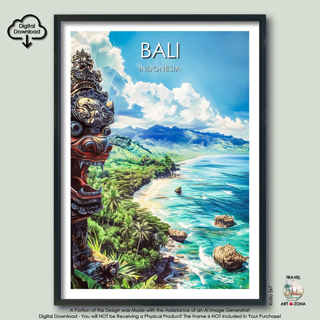 Bali Travel Poster Gift Unique Indonesia Wall Art Prints Exotic ...