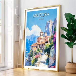 Meteora Travel Watercolor Print Gift Greek Wall Art Gallery Hanging ...