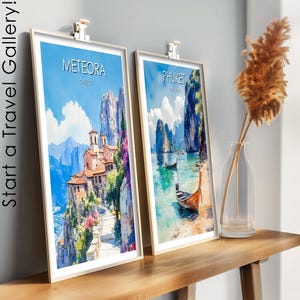 Meteora Travel Watercolor Print Gift Greek Wall Art Gallery Hanging ...