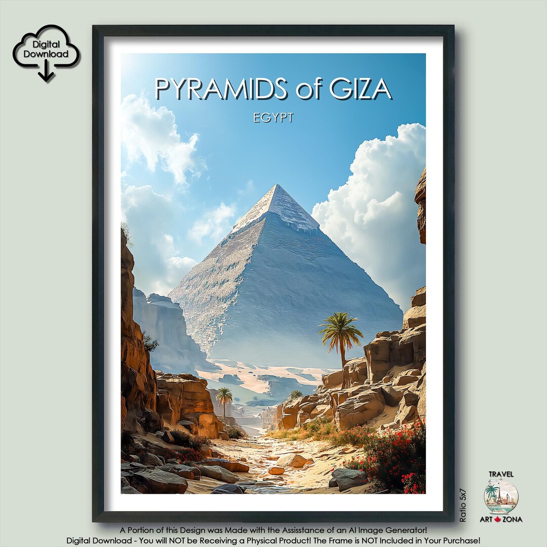 Pyramids of Giza Travel Poster, Egyptian Wall Art (digital Download) - Etsy