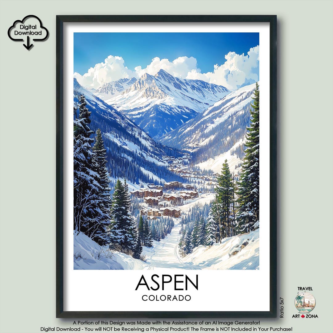 Aspen Travel Print Gift American Wall Art Gallery Home Décor Aspen Art ...