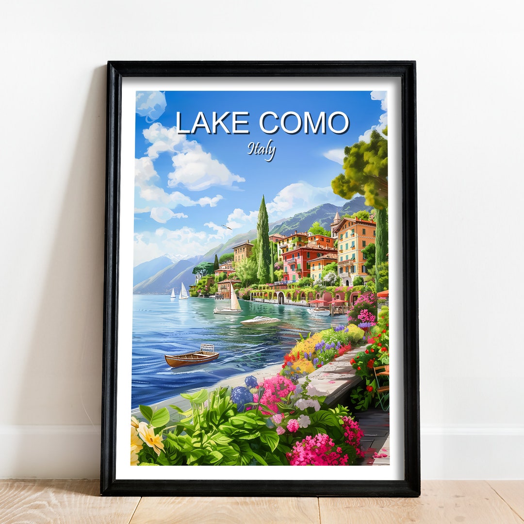 Italy Gift Lake Como Travel Poster Unique Italy Travel Wall Art Framed ...