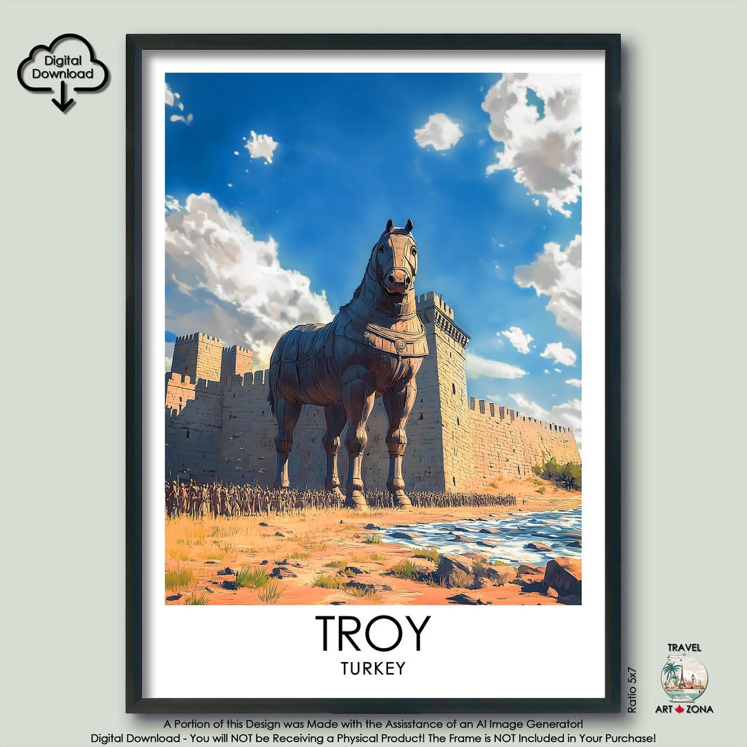 Ancient Troy Travel Print Gift Turkish Wall Art Gallery Hanging Home ...