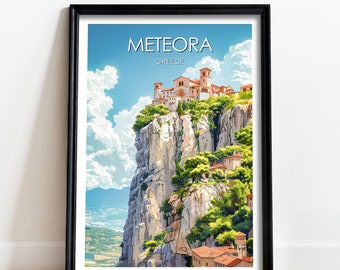 Meteora Travel Poster Greece Print - Etsy