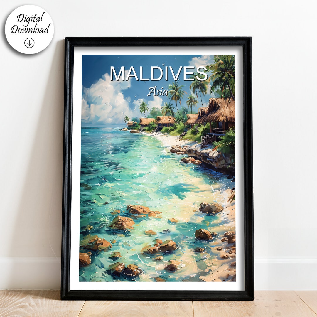 Maldives Travel Wall Art Poster Maldives Gift Art Lovers Wall Art Print ...