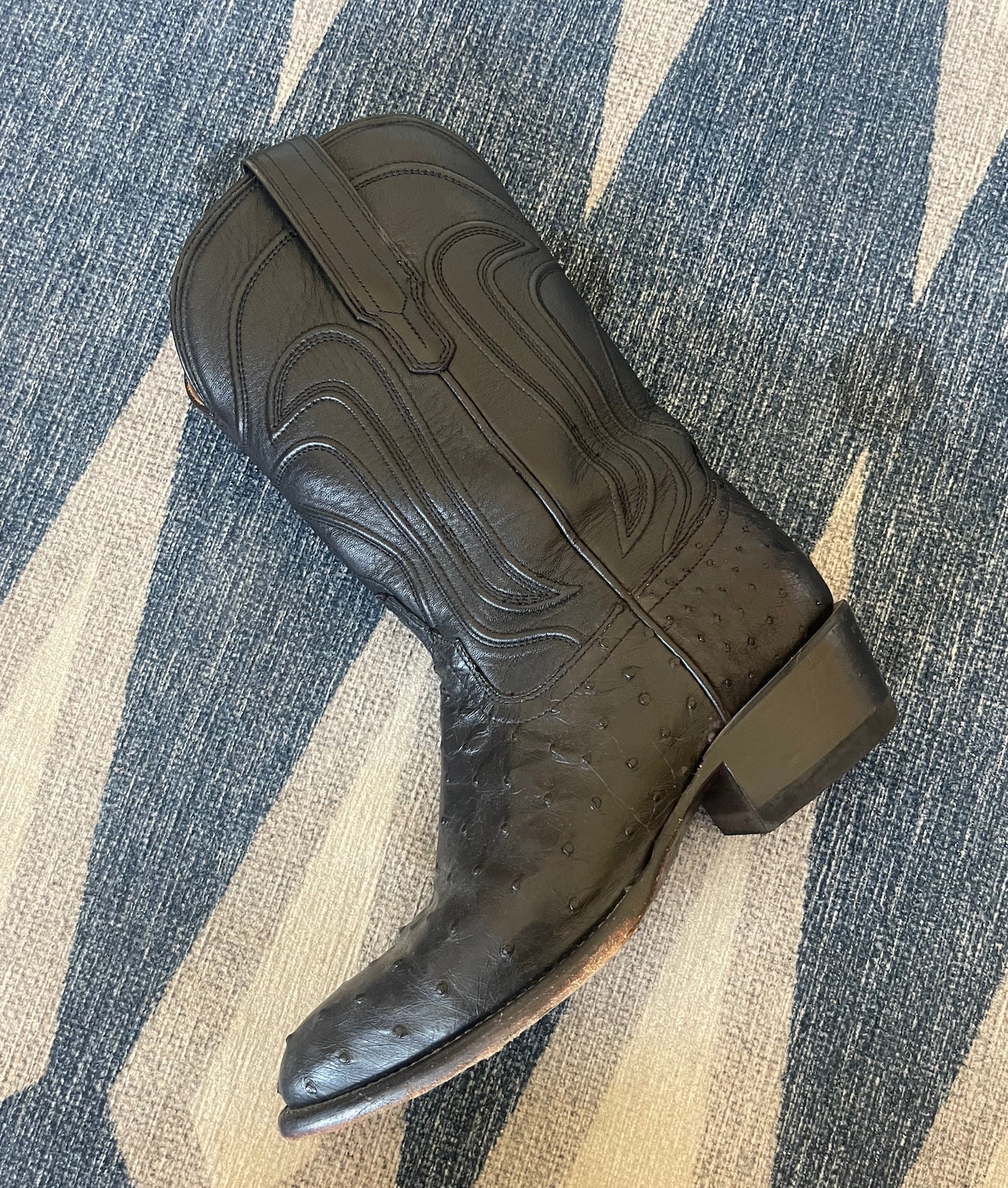 TECOVAS Black Ostrich Cowboy Boots - Etsy