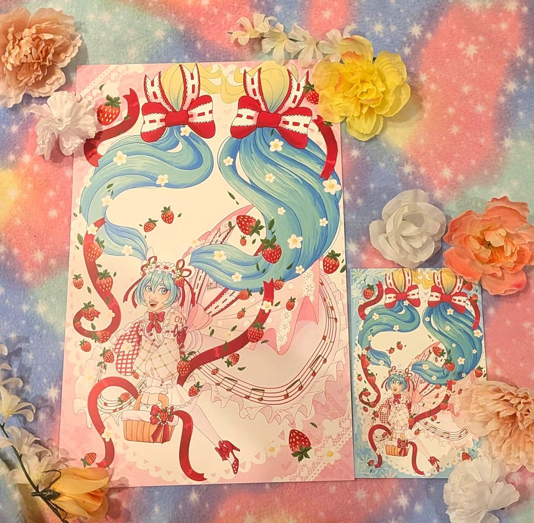 STRAWBERRY MIKU Poster Print - Mini and Full Size! - Etsy