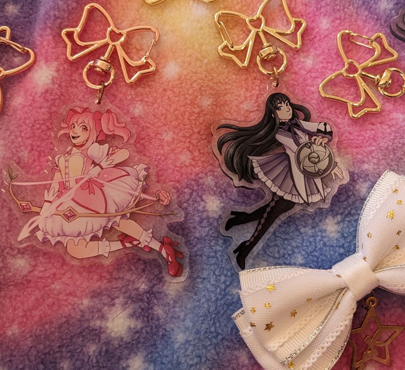 Madoka Kaname and Homura Akemi Stickers + Keychain - Etsy