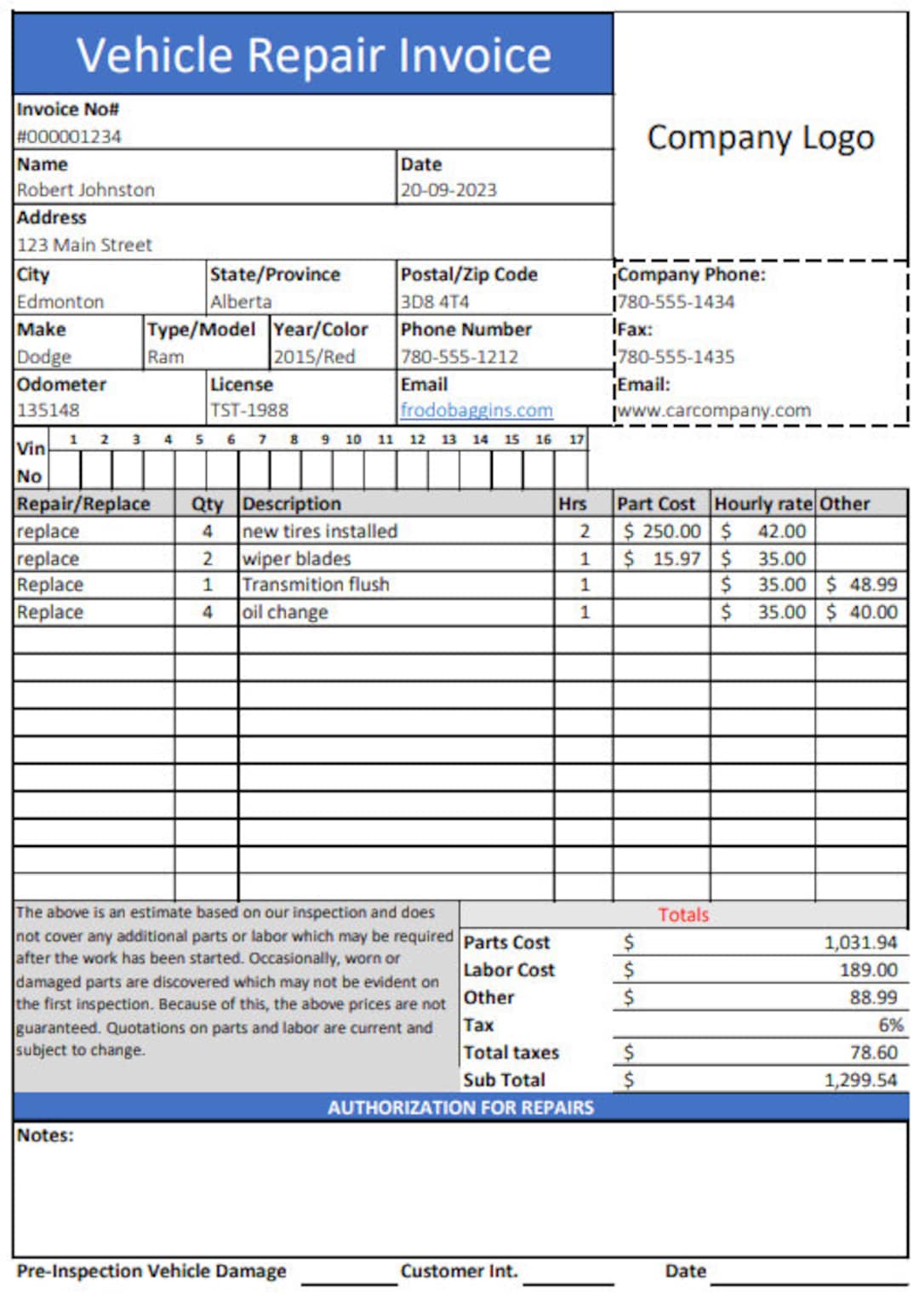 Vehicle Sales Invoice - Etsy
