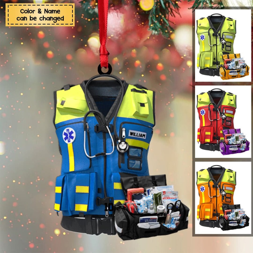 Personalized EMT Paramedic Safety Vest Custom Shape Ornament - Etsy