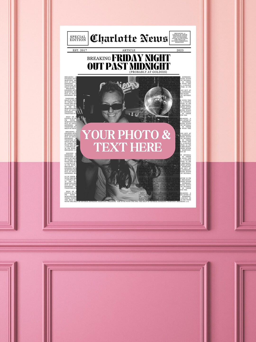 CUSTOM Newspaper Style Digital Print Download - Etsy