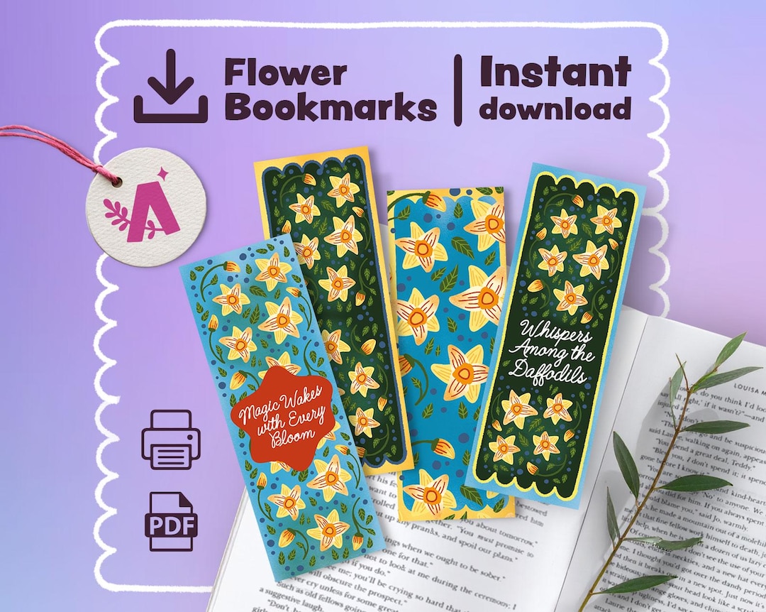 Daffodil Bookmarks Printable: Spring Flower Reading Gift (PDF Download ...