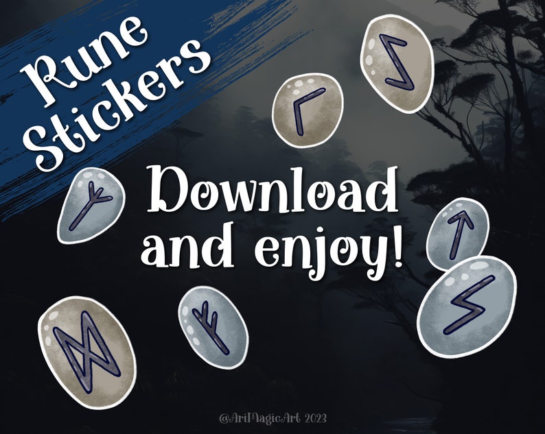 Runes Printable Stickers - Elder Futhark | Wicca Stickers | Witch's ...