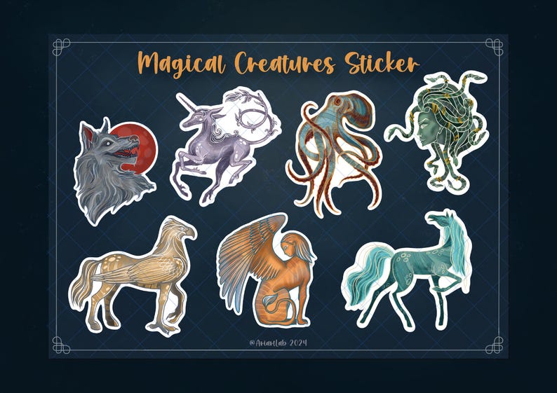Fantasy Creatures Stickers: Witchy Diary Art (digital Download) - Etsy