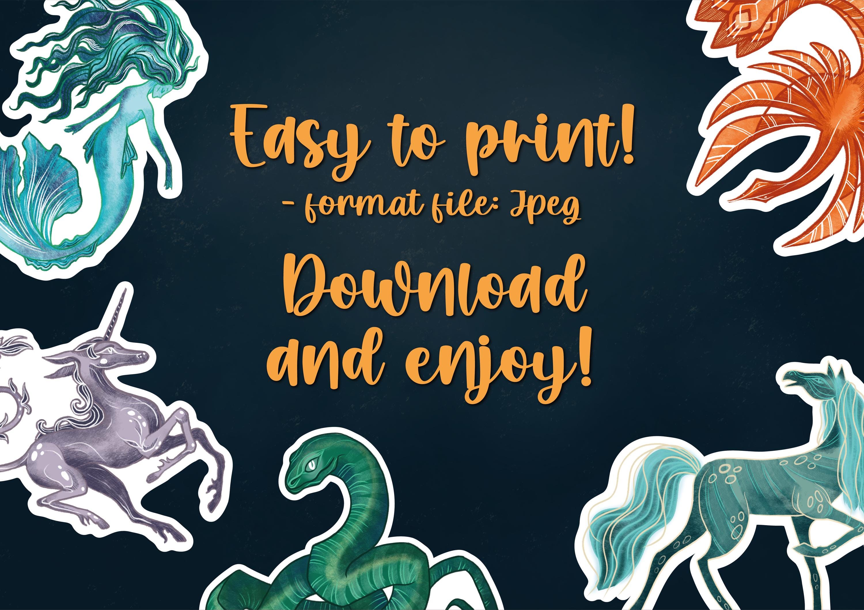 Fantasy Creatures Stickers: Witchy Diary Art (digital Download) - Etsy
