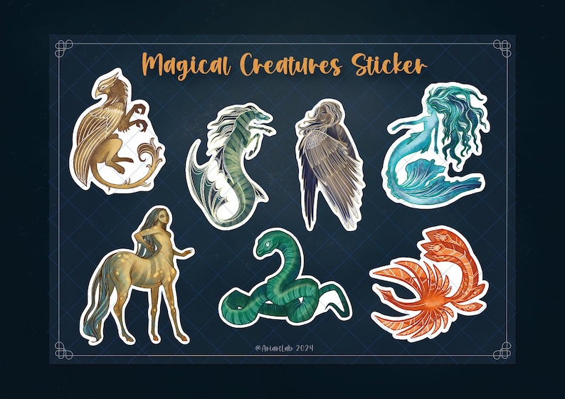 Fantasy Creatures Stickers: Witchy Diary Art (digital Download) - Etsy