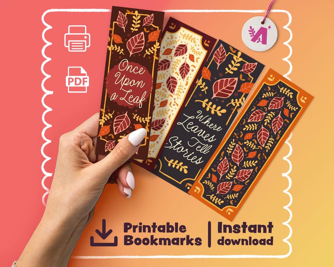 Autumn Leaf Bookmarks: Cozy Reading Gift Set (PDF) - Etsy