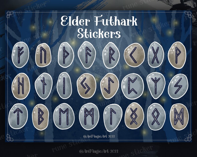 Runes Printable Stickers - Elder Futhark | Wicca Stickers | Witch's ...