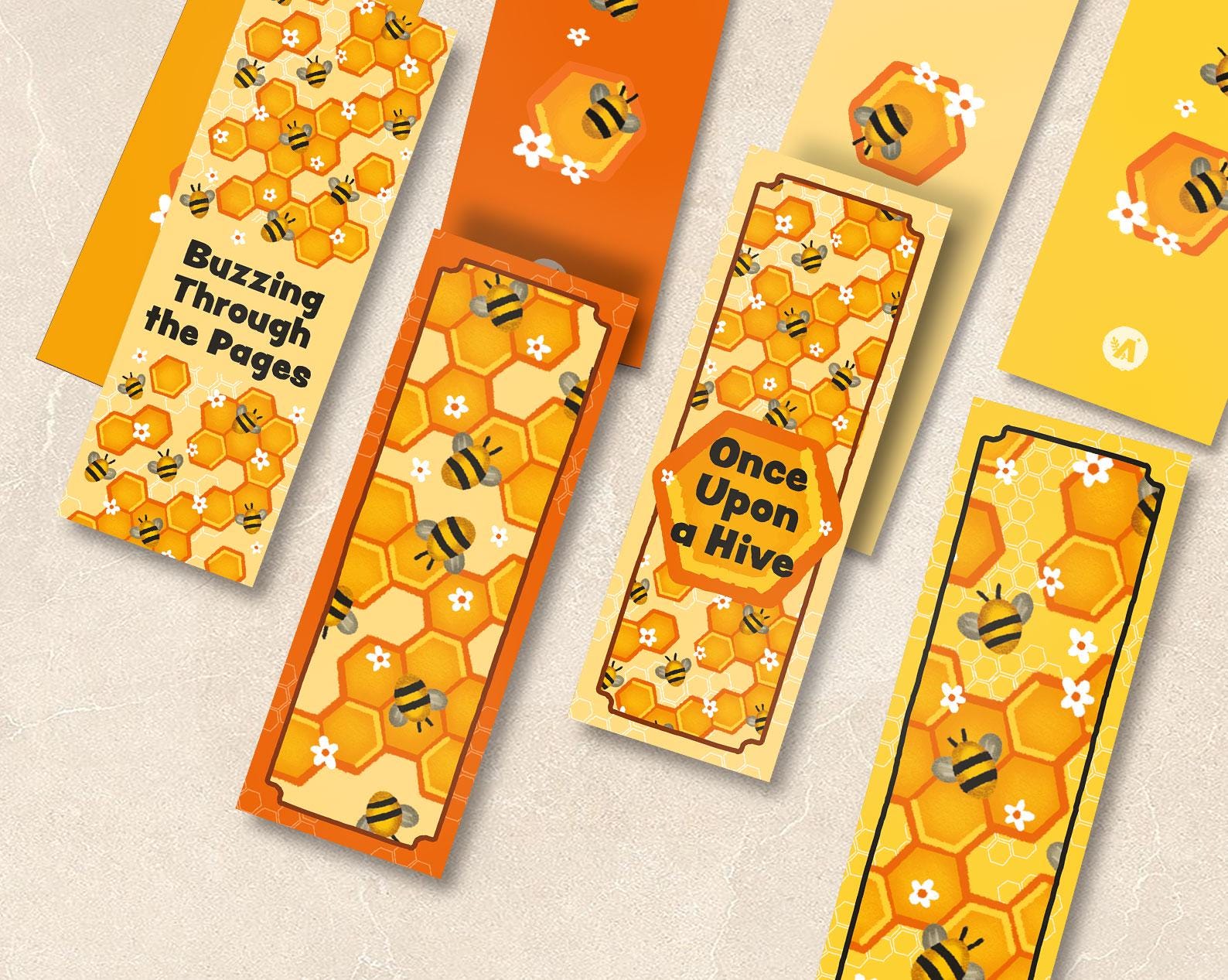 Bee Bookmarks Printable: Honeycomb Set for Book Lovers (PDF Download ...