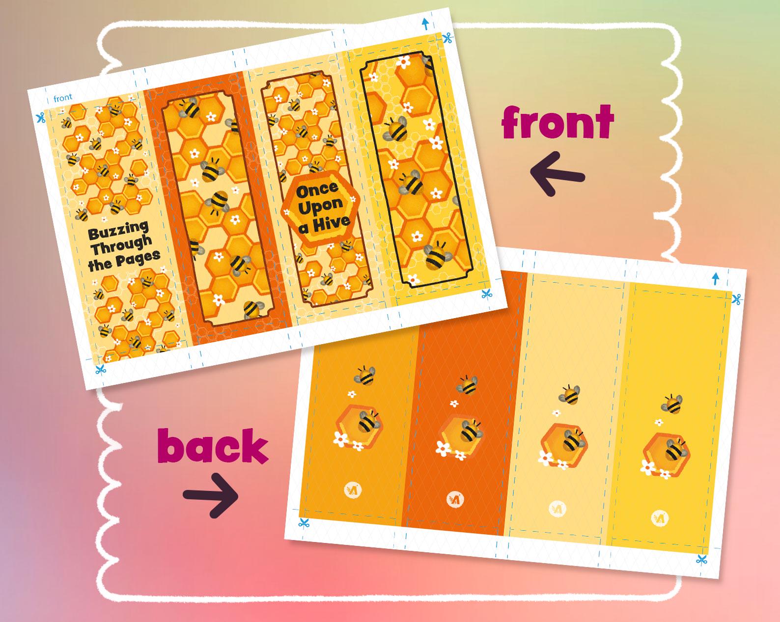 Bee Bookmarks Printable: Honeycomb Set for Book Lovers (PDF Download ...